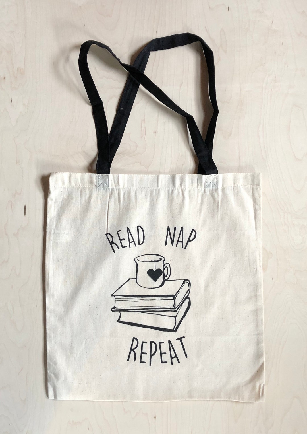 Read Nap Repeat Tote Bag, Book Lover Tote, Nap Lover Tote, Gift Bag - Etsy