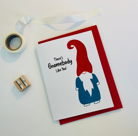 Gnome Card There's Gnomebody Like You Love Thinking of | Etsy
