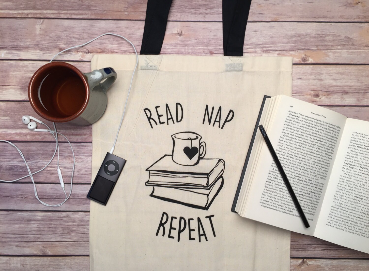 Read Nap Repeat Tote Bag Book Lover Tote Nap Lover Tote | Etsy