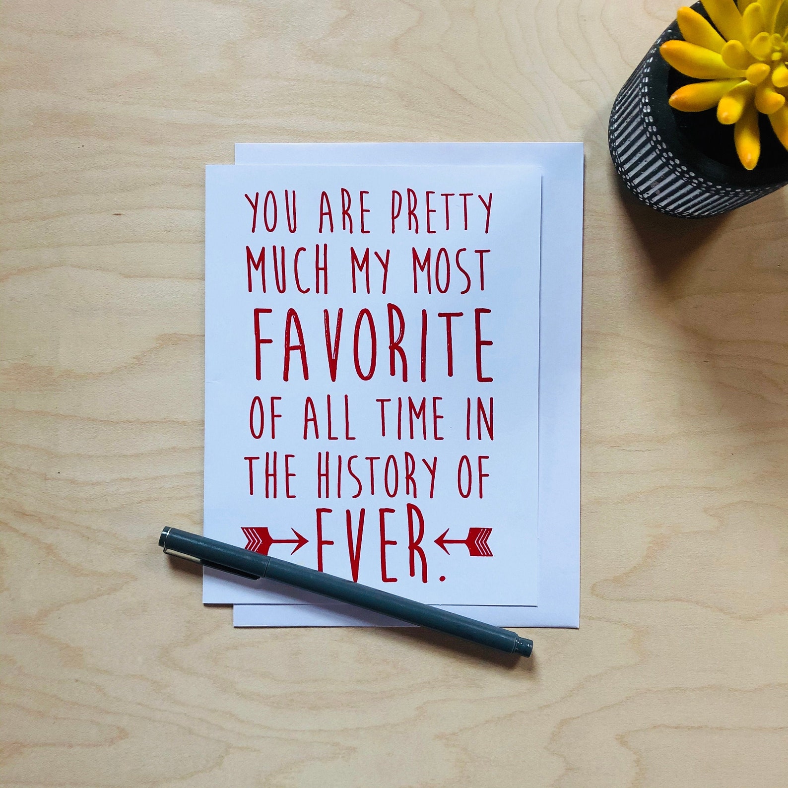 Hand Printed 'you're My Favorite' Card, Anniversary Valentine - Etsy