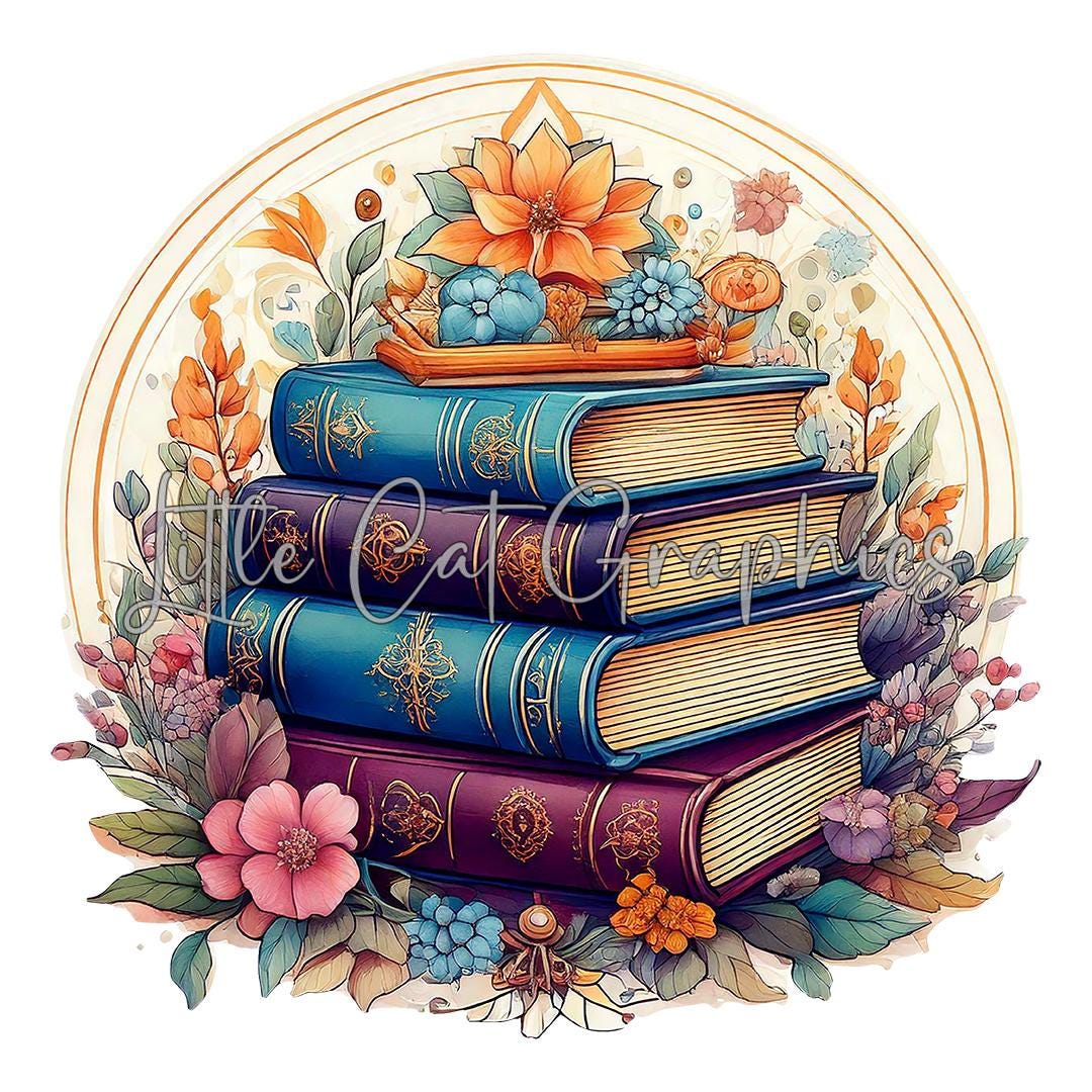 Stack of Magical Books Clipart | Sublimation T-shirt Sticker 300 DPI ...