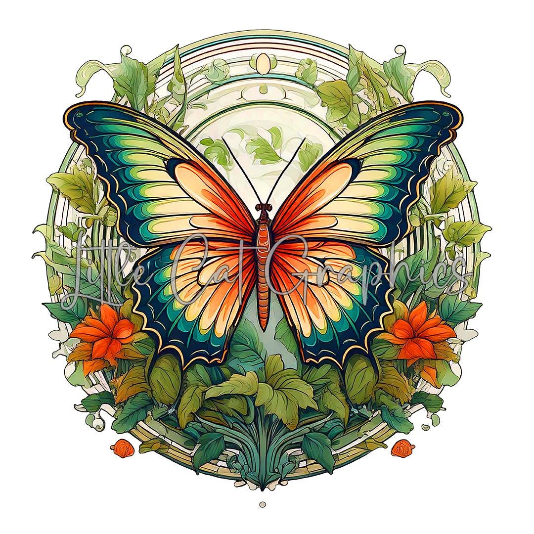 Green Butterfly Clipart | Sublimation T-shirt Sticker 300 DPI JPEG ...
