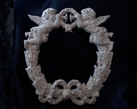 Paper Mache Angel Wreath Relief Appliqué - Etsy