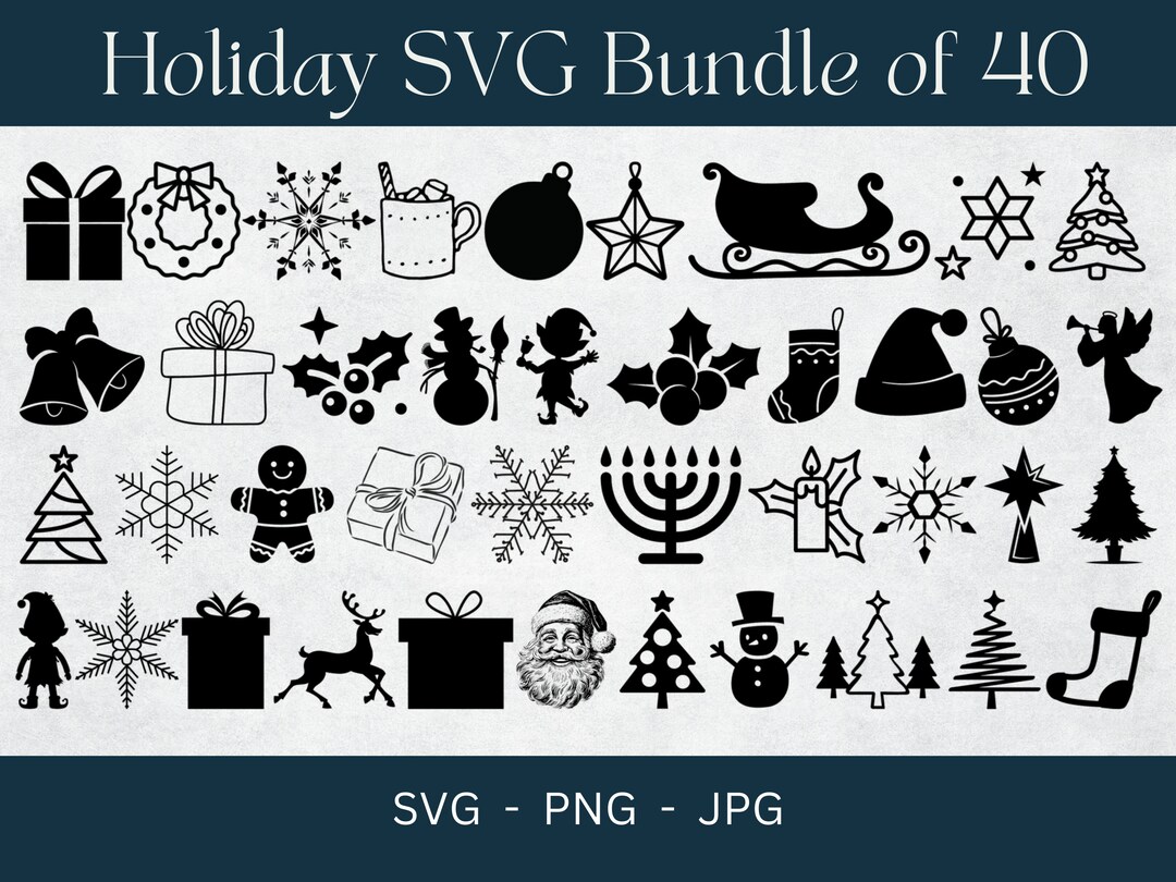 Holiday SVG Bundle, Winter SVG, Holiday Clipart, Holiday Silhouette ...