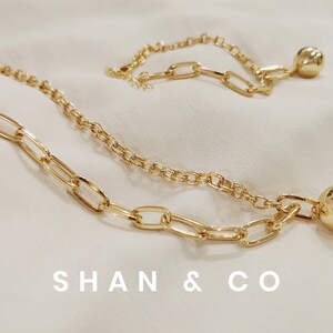 Gold Link Choker of Shan & Co, Rectangle Chain Coin Necklace / Link ...