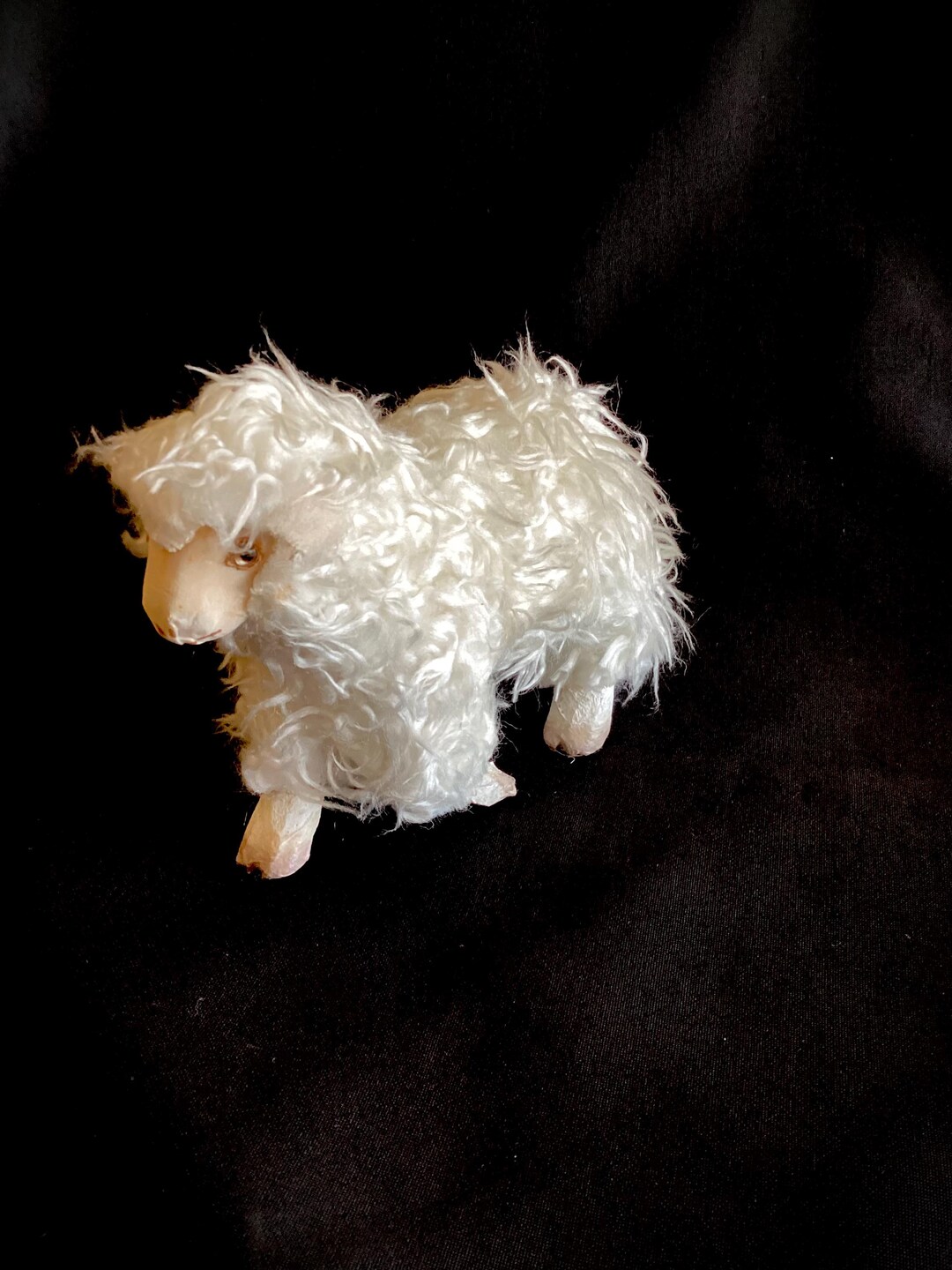 Vintage Wooly Fur Papier Mache Sheep With Glass Eyes - Etsy