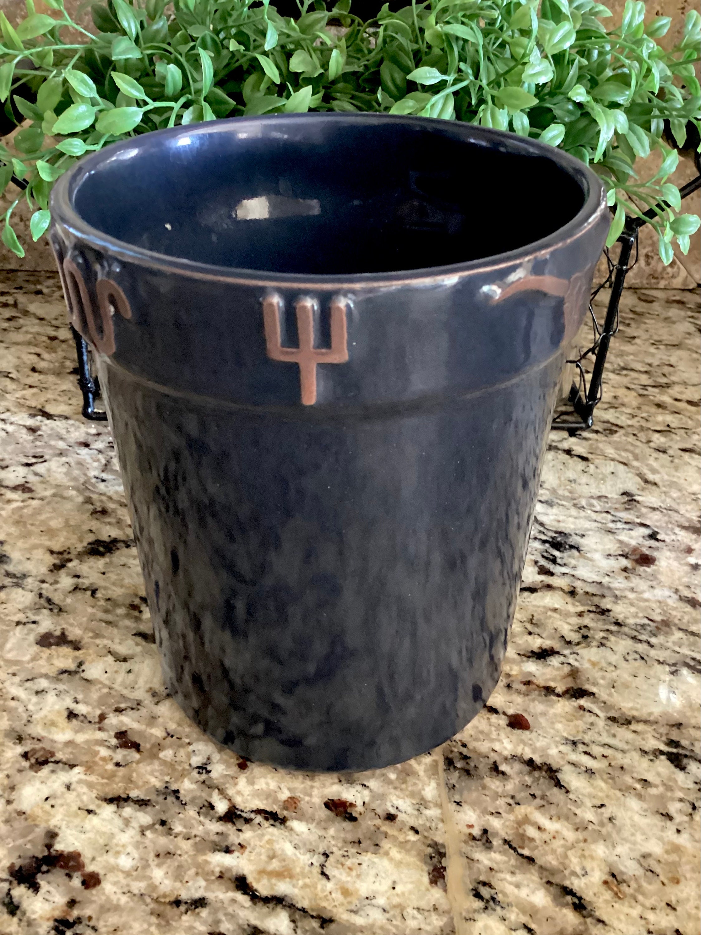 Frankoma Pottery King Ranch Forest Green Jar/utensil Jar Western Design ...