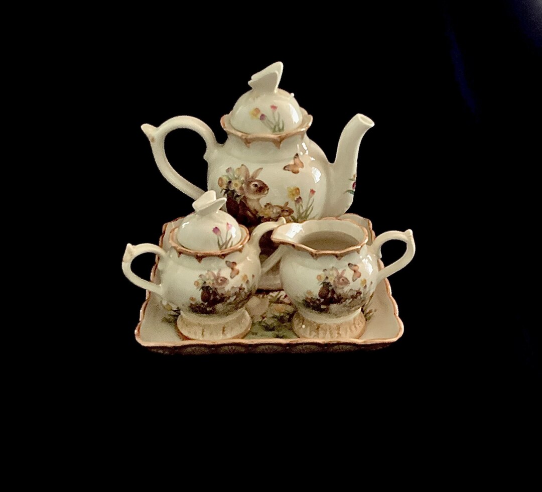 Easter Treasures Ceramic Child’s Tea Set Cracker Barrel - Etsy