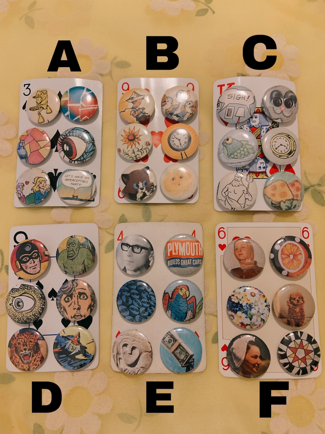 Pack of 6 Buttons Pins-11 - Etsy