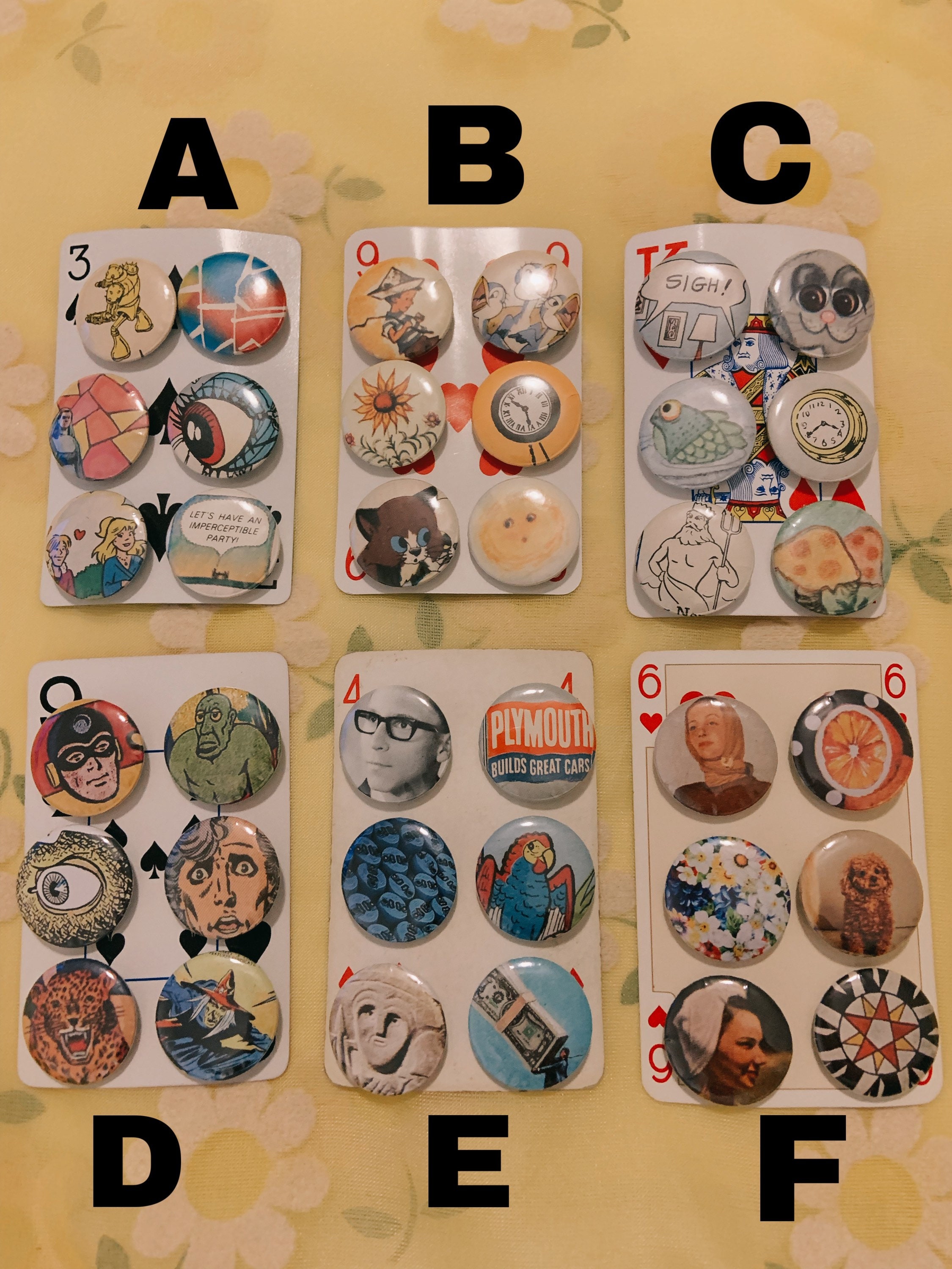 Pack of 6 Buttons Pins-11 - Etsy