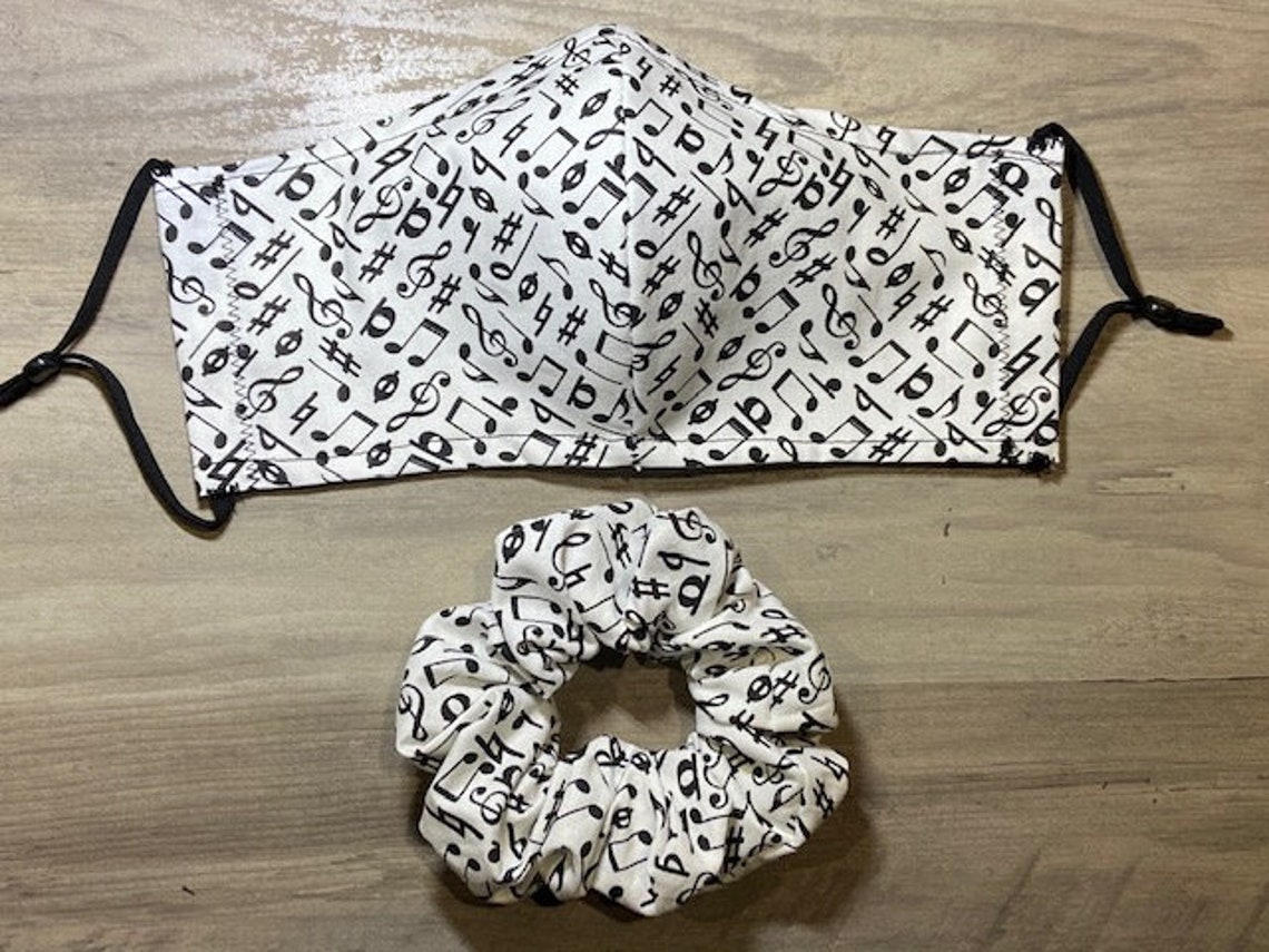 Music Note Face Mask & Scrunchie - Etsy