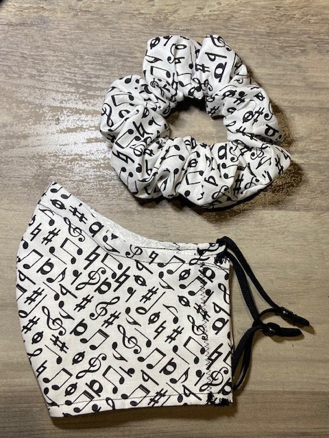 Music Note Face Mask & Scrunchie - Etsy