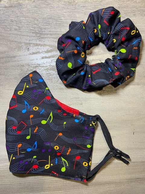 Music Note Face Mask & Scrunchie - Etsy