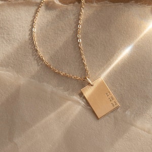 Personalized Rectangle Pendant Necklace, Boxy Pendant, Geometric ...