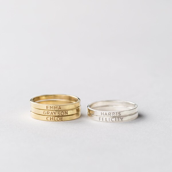 Stackable Name Rings - Etsy