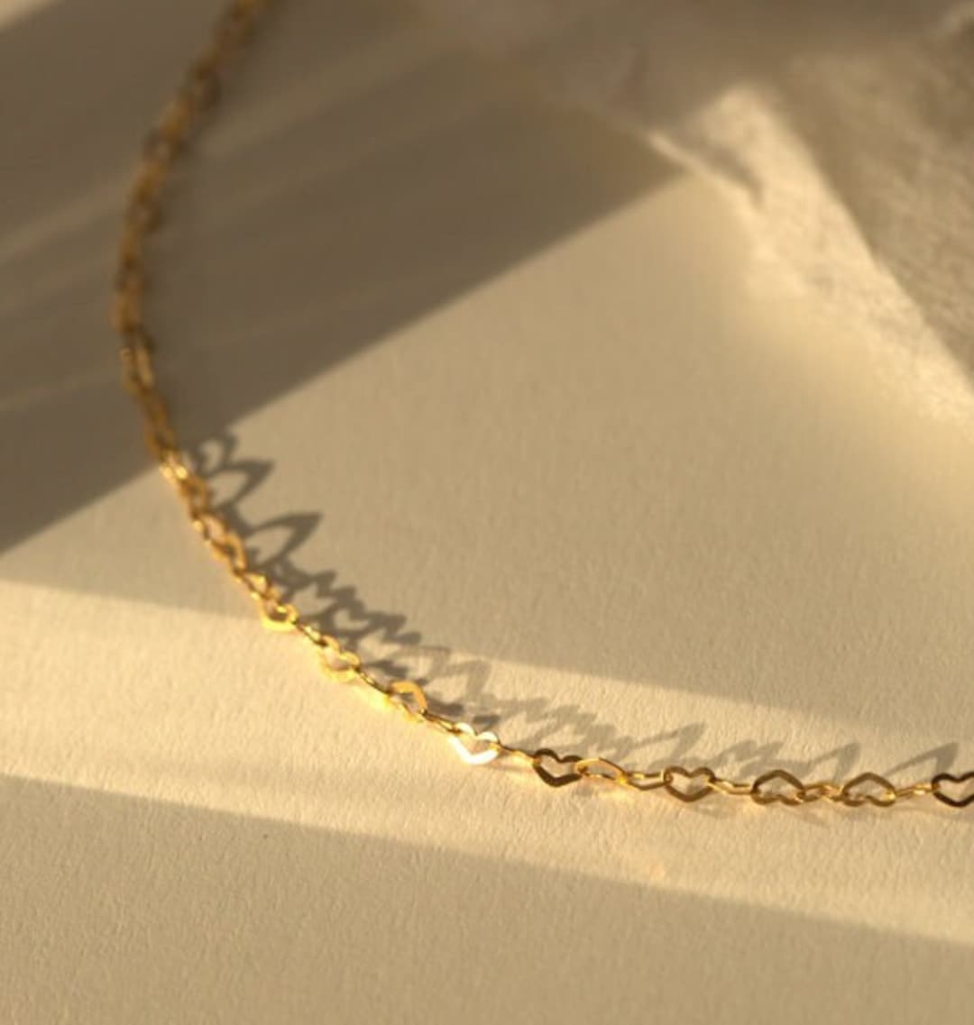 Dainty Heart Chain, Heart Link Chain Necklace, Gold Heart Necklace ...