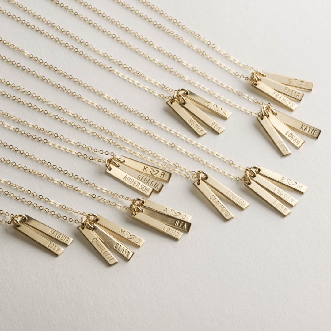Tiny Personalized Bar Tag Necklace for Kids' Names, Coordinates, Dates ...