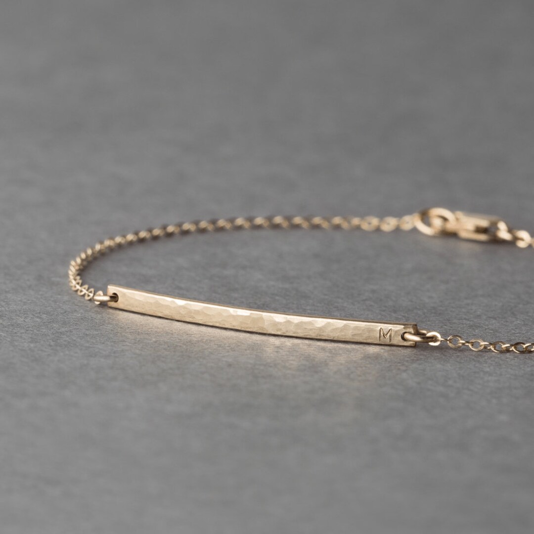 Ultra Dainty Personalized Bar Bracelet for Names, Dates, Initials ...
