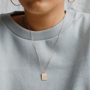 Personalized Rectangle Pendant Necklace, Boxy Pendant, Geometric ...