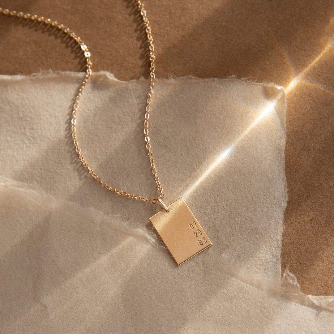 Personalized Rectangle Pendant Necklace, Boxy Pendant, Geometric ...