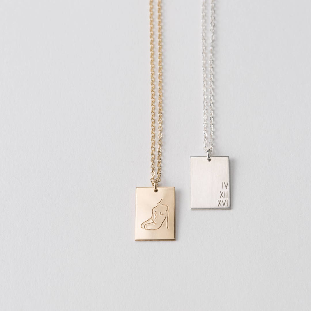 Personalized Rectangle Pendant Necklace Boxy Pendant - Etsy