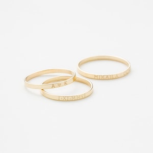 14k Solid Gold Personalized Ring, Custom Name Ring, Dainty Stacking ...