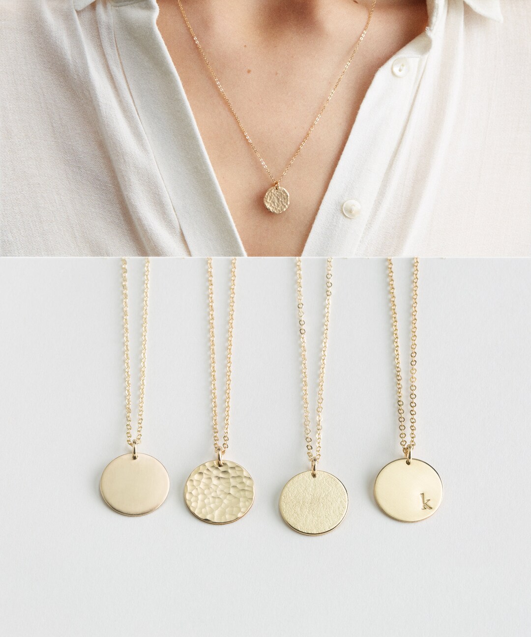 Custom Disk Coin Necklace Personalized Circle Tag for - Etsy