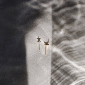 Crescent Moon Studs, Star Studs, Celestial Stud Earrings, Mix and Match ...