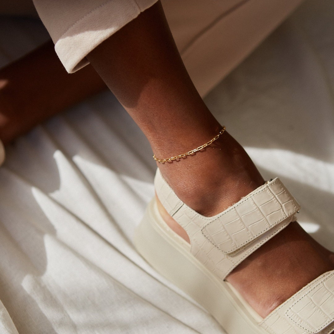 Paperclip Chain Anklet, Classic Chain Link Anklet, Minimal Chain Anklet ...