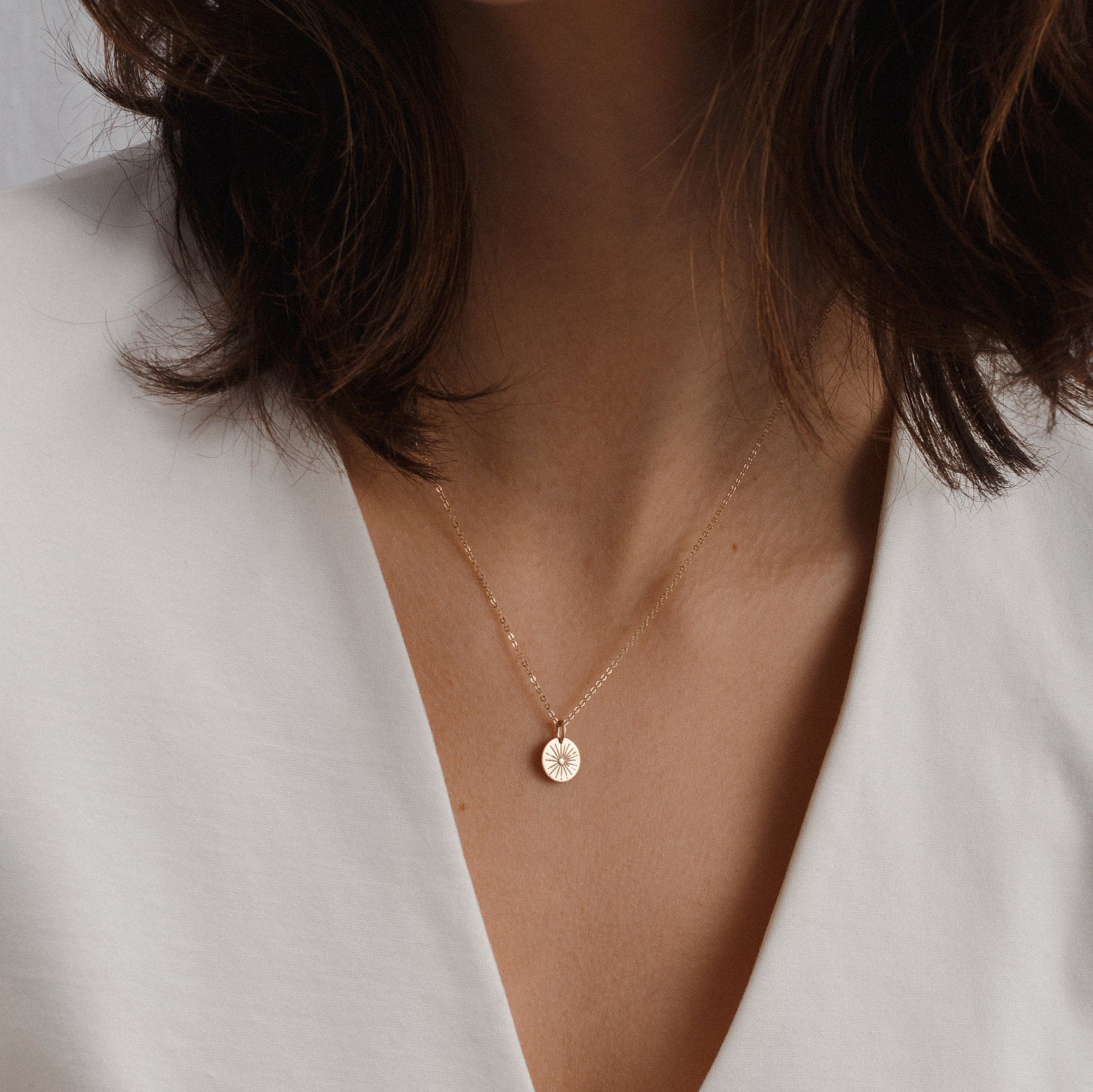 Sunbeam Necklace, Small Sun Necklace, Inspirational Sunshine Necklace ...