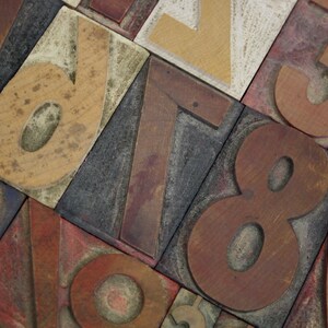 Wooden Letterpress Numbers and Punctuation Marks / 3 Wood Blocks ...