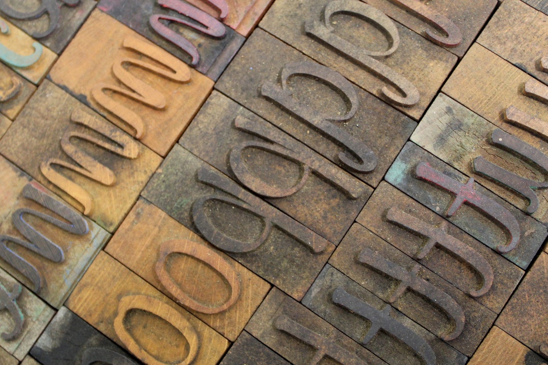 Elegant Font Wood Letterpress Type. Lowercase Script Wooden Letters ...