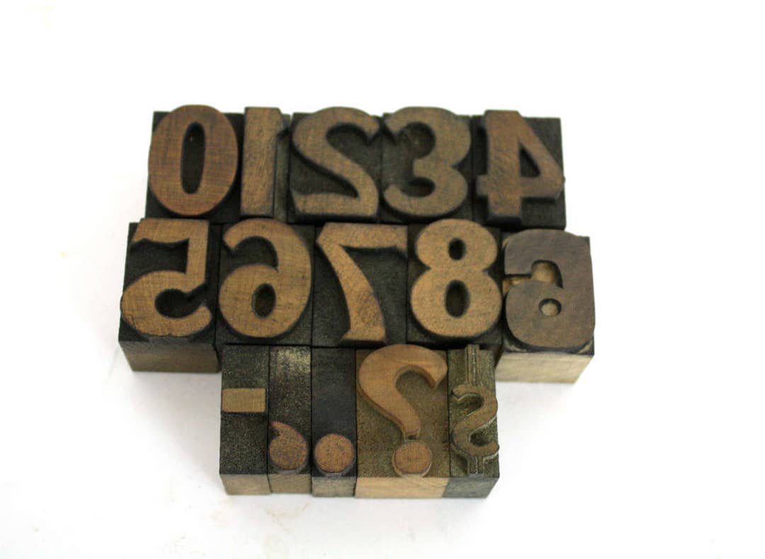 Wood Letterpress Block Numbers / One Inch Printers Block 0 9 / Pick ...