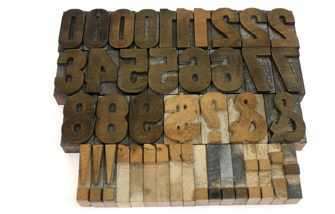 2 Letterpress Wood Type Numbers 0 9 and Punctuation - Etsy