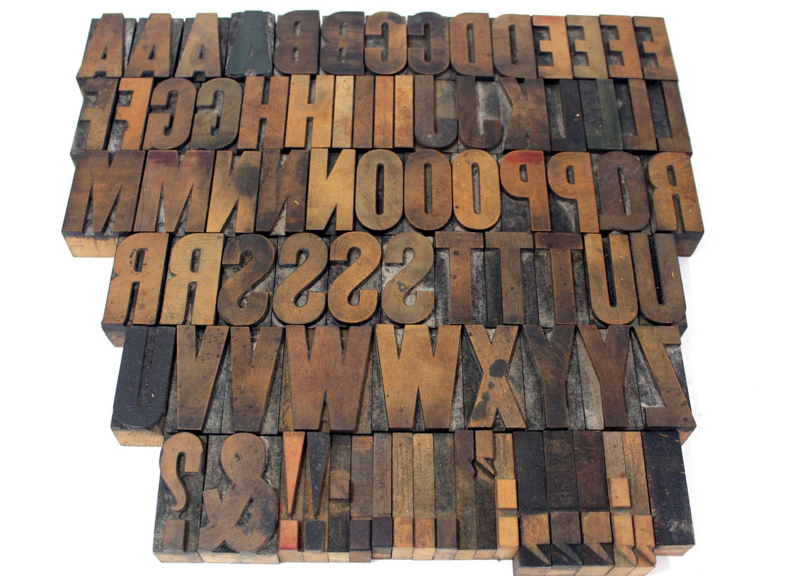 Wood Letterpress Letters and Punctuation. 2 Wooden - Etsy