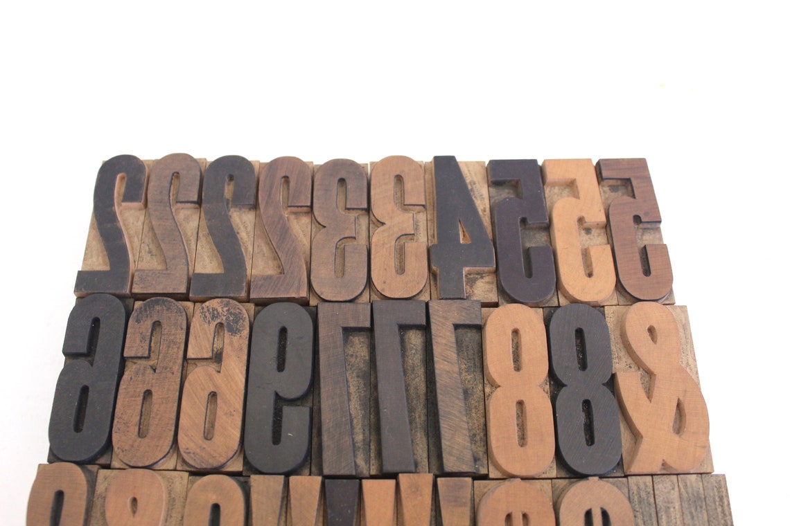 Wood Letterpress Numbers and Punctuation Marks. 2 Wood | Etsy