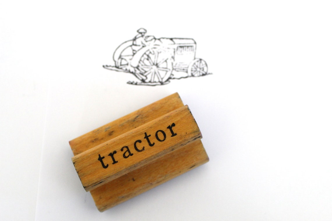 Tractor Stamp / Wooden Stamps / Vintage Wood and Rubber - Etsy