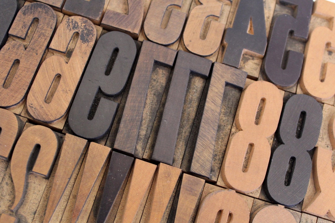 Wood Letterpress Numbers and Punctuation Marks. 2 Wood Blocks ...