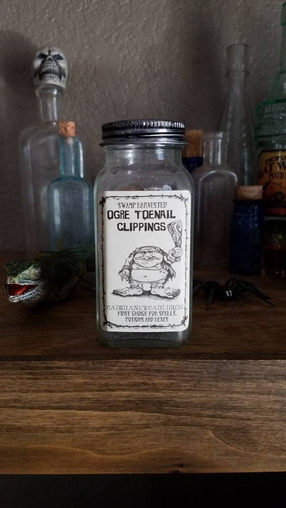Ogre Toenail Clippings. Apothecary Glass Jar. Halloween Decor. - Etsy