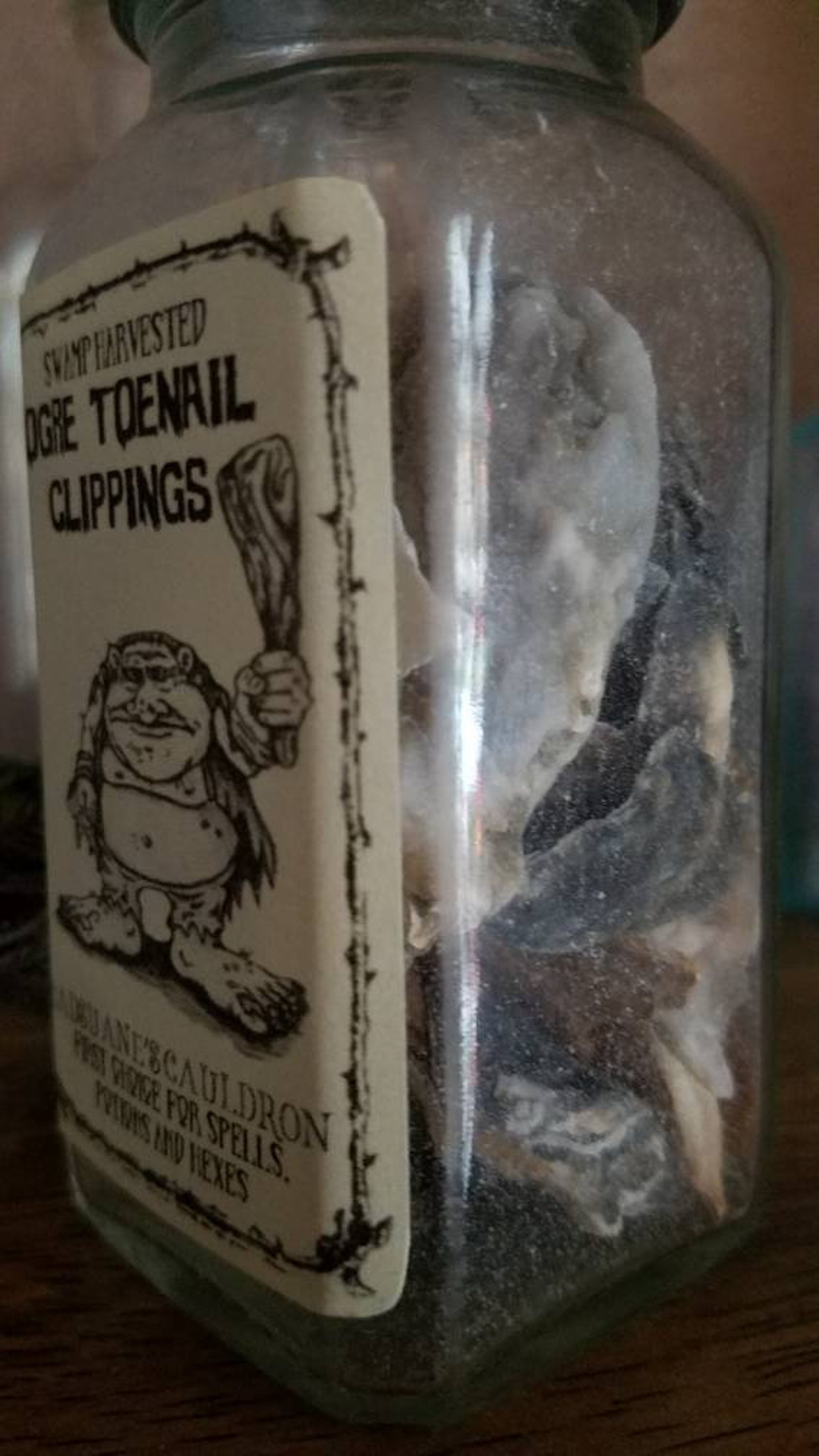 Ogre Toenail Clippings. Apothecary Glass Jar. Halloween Decor. - Etsy