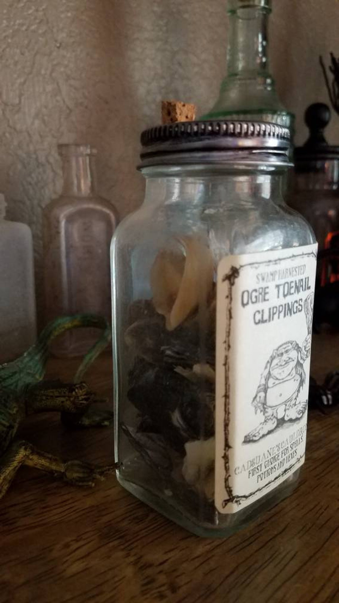 Ogre Toenail Clippings. Apothecary Glass Jar. Halloween Decor. - Etsy
