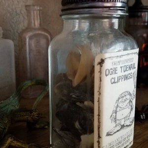 Ogre Toenail Clippings. Apothecary Glass Jar. Halloween Decor. Prop ...