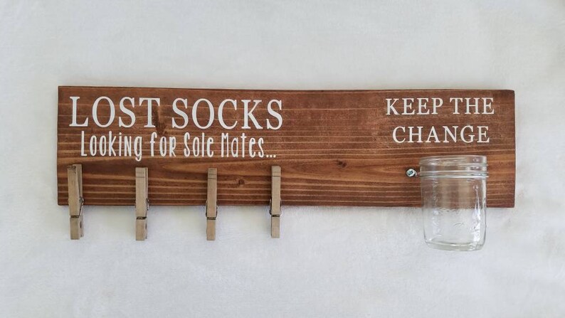 Reclaimed Wood Laundry Room Sign, Farmhouse Style, Lost Socks Looking ...