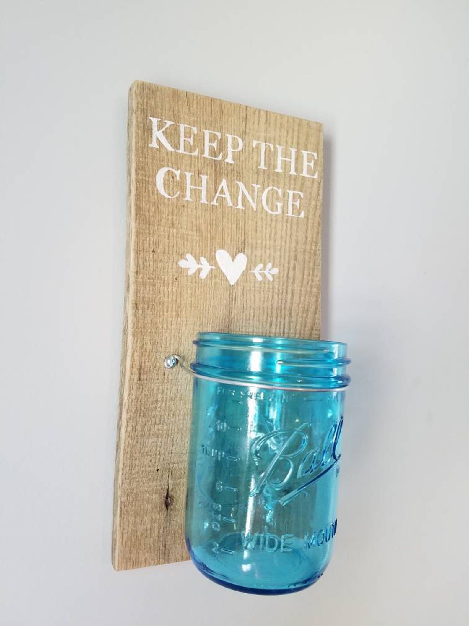 Keep the Change Jar. Laundry Room Decor. Reclaimed Wood. | Etsy