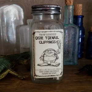 Ogre Toenail Clippings. Apothecary Glass Jar. Halloween Decor. Prop ...