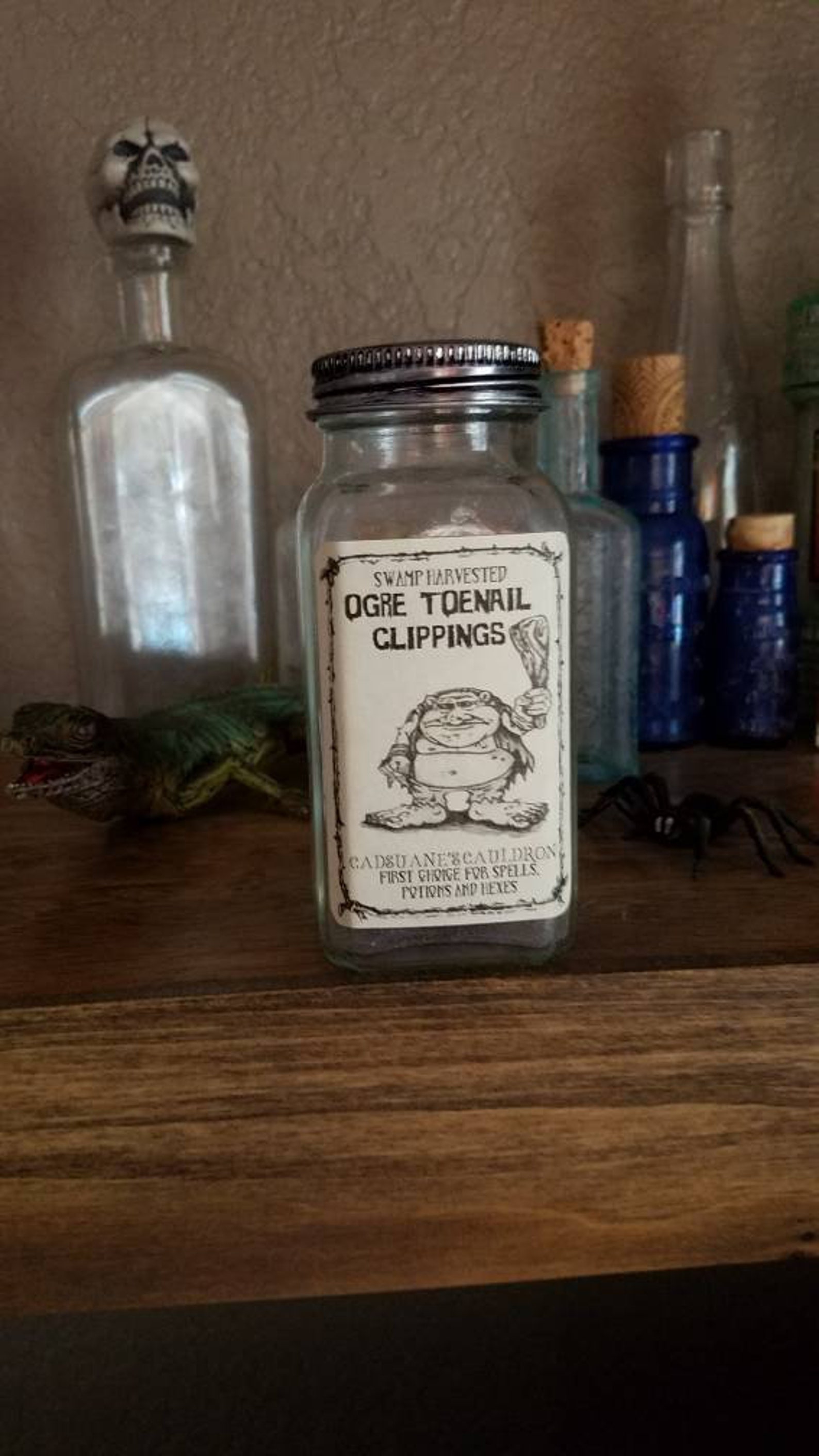 Ogre Toenail Clippings. Apothecary Glass Jar. Halloween Decor. - Etsy