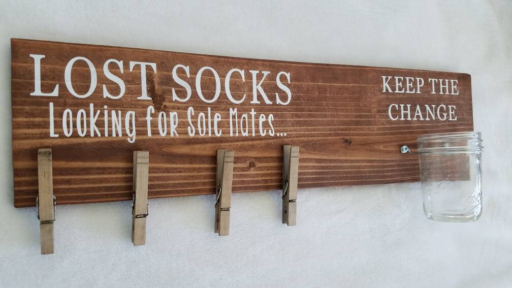 Reclaimed Wood Laundry Room Sign, Farmhouse Style, Lost Socks Looking ...
