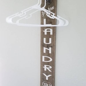 Laundry Room Sign. Hanger Storage. Hand-painted. Clothes Hanger Rack ...