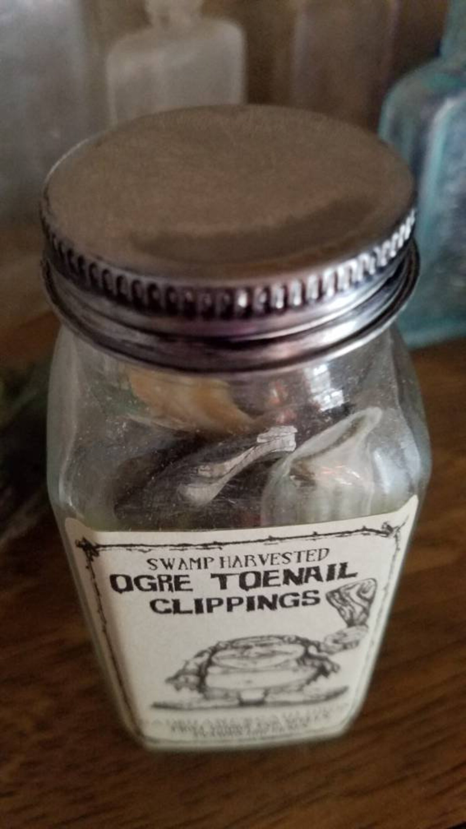 Ogre Toenail Clippings. Apothecary Glass Jar. Halloween Decor. - Etsy