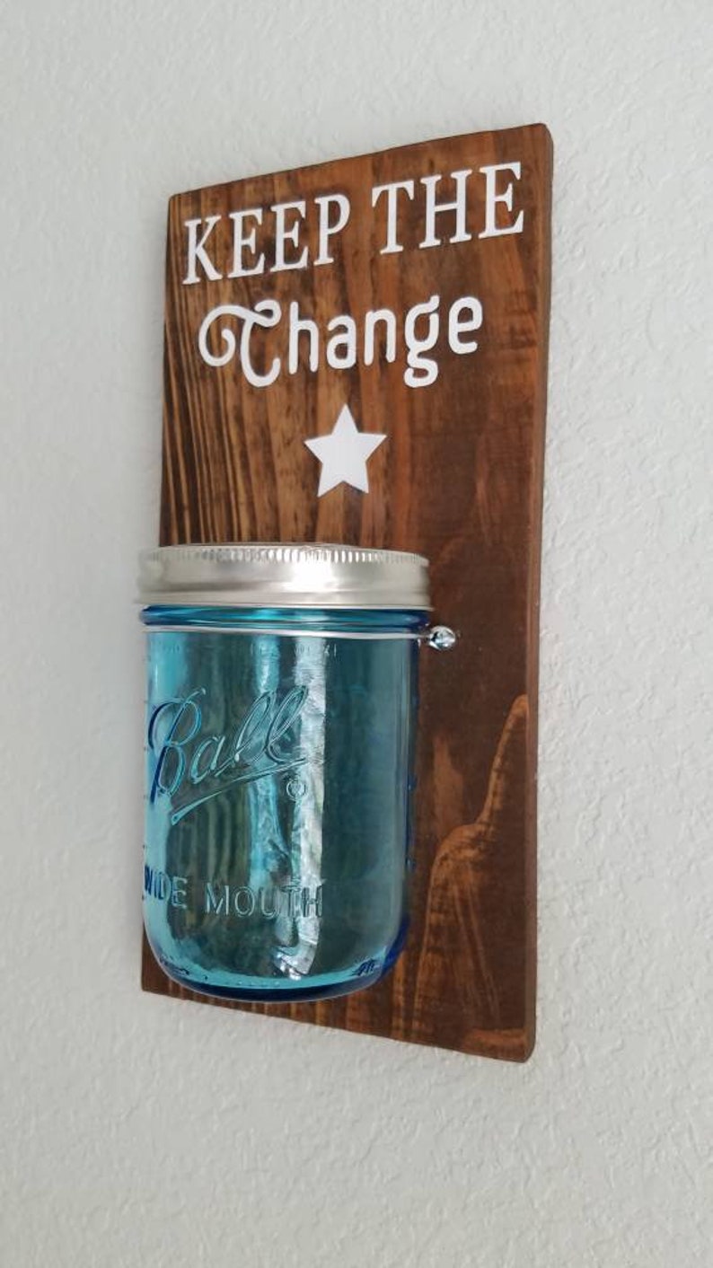 Keep the Change Jar. Laundry Room Decor. Reclaimed Wood. | Etsy